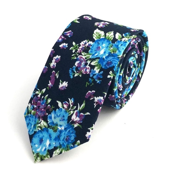 Groomsland | Accessories | Hp Mens Navy Floral Necktie Accessory Set ...